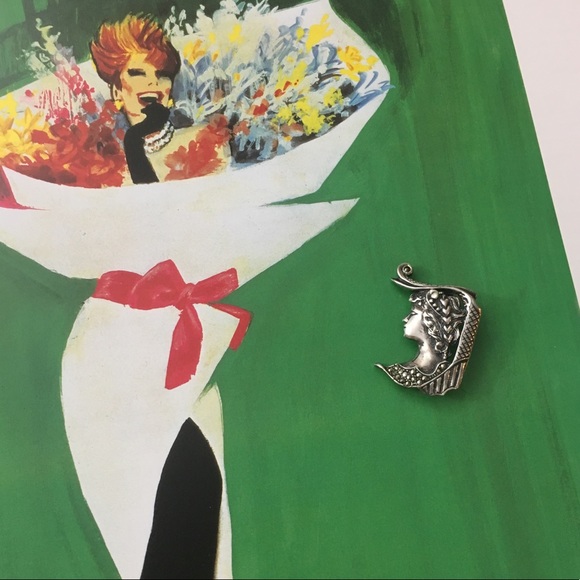 Jewelry | Vintage Silver Hematite Greek Goddess Pin | Poshmark